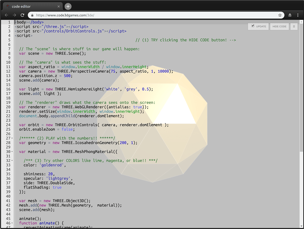 How to open 3DE Code Editor - 3D Game Programming for Kids